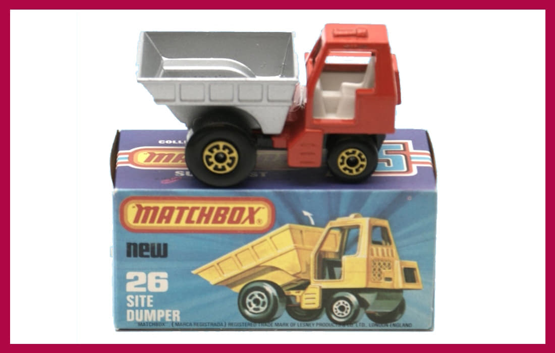 MATCHBOX SUPERFAST: 26C SITE DUMPER - ORANGE/SILVER - BOX K - MINT